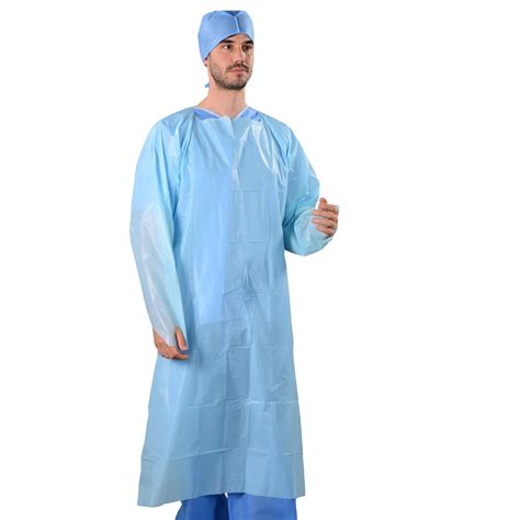 High Quality Disposable Cpe Plastic Isolation Gown For Dust Free
