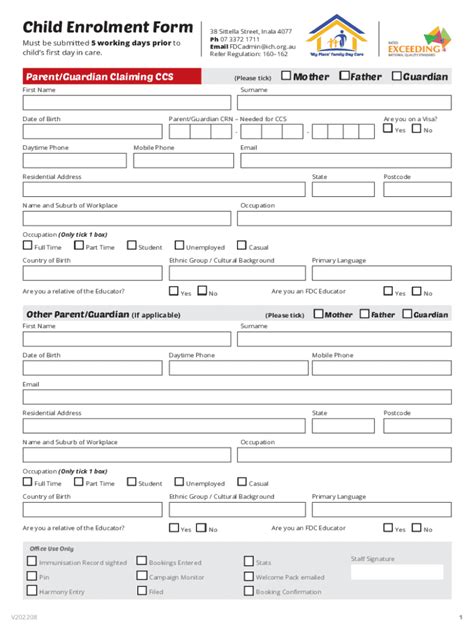 Fillable Online Parent Guardian Claiming CCS Please Tick Mother Father Fax Email Print