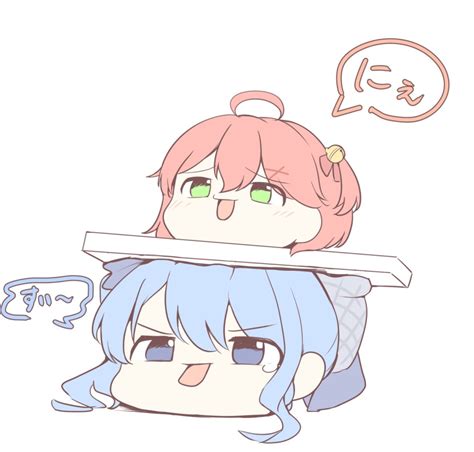 Safebooru 2girls Ahoge Bell Blue Eyes Blue Hair Chibi Chibi Only