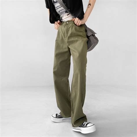 히키모드 일자핏 빈티지 컬러 코튼 세미 와이드팬츠 위시버킷