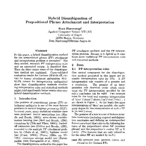 Hybrid Disambiguation Of Prepositional Phrase Attachment And Interpretation Acl Anthology