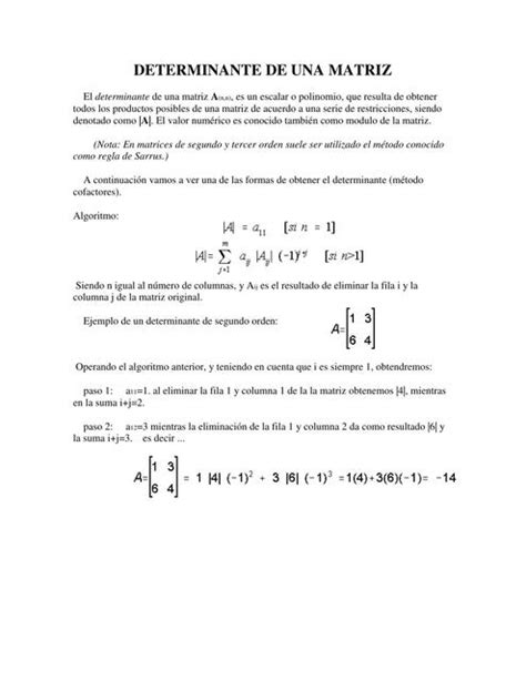 Determinante De Matriz Rafa Vazquez UDocz