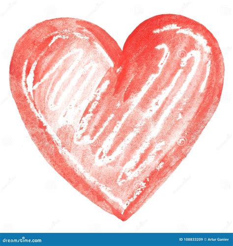 L Acquerello Ha Isolato L Illustrazione Di Un Simbolo Rosso Del Cuore