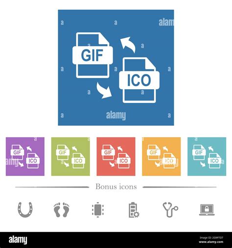 ICO File Conversion Flat White Icons In Square Backgrounds Bonus Icons Included Stock