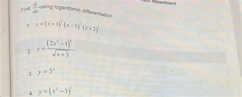 solved find dydx ﻿using logarithmic
