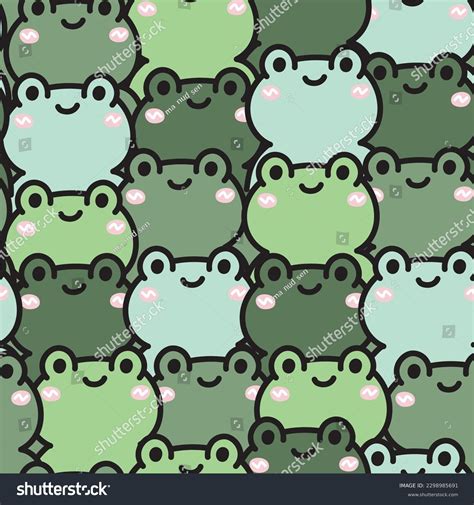 Repeatseamless Pattern Cute Frog Cartoon Backgroundwild Stock Vector