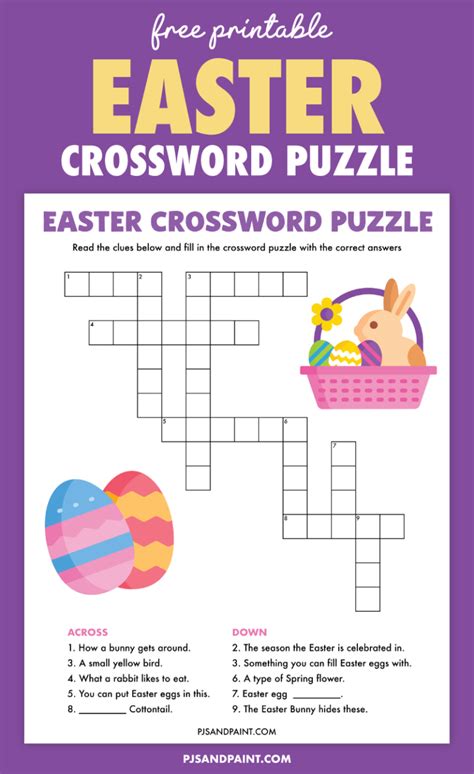 Free Printable Easter Crossword Puzzle Pjs And Paint