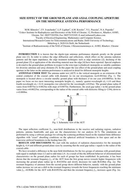 Pdf Size Effect Of The Ground Plane And Axial Coupling Aperture On The Monopole Antenna