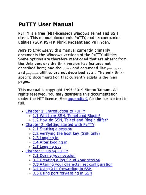 Putty User Manual Pdf Port Computer Networking Network Protocols