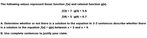 Solved The Following Values Represent Linear Function F X Chegg