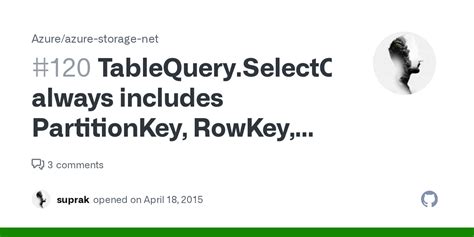 Tablequeryselectcolumns Always Includes Partitionkey Rowkey