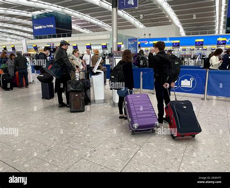 File Photo Dated 31032023 Of Passengers Waiting In Line To Check In
