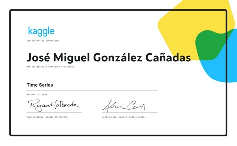 josé miguel gonzález cañadas completed the time series course on kaggle