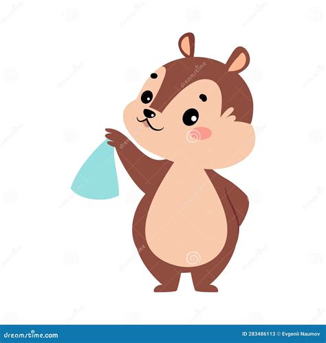 Funny Chipmunk Character With Cute Snout Waving Handkerchief Vector