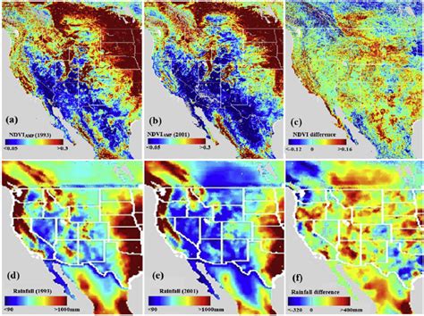 Comparison Of Spatial Patterns In Ndvi Amp And Annual Rainfall In The