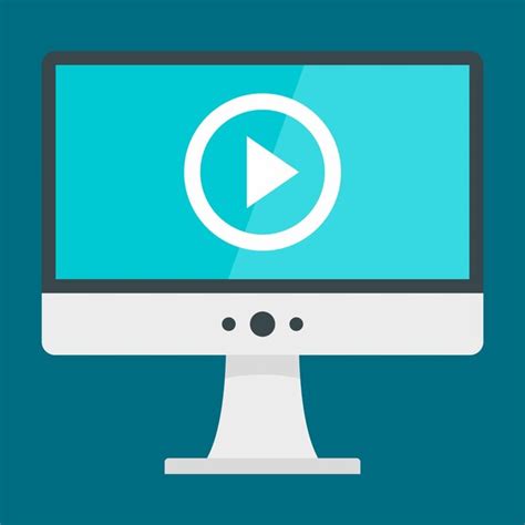 Icône De Lecture Vidéo Du Moniteur Illustration Plate De Licône