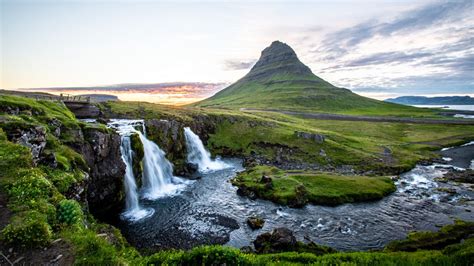 Wallpaper Waterfall Stones Grass Moss Hd Picture Image