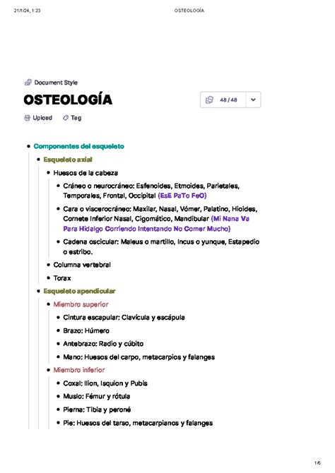 Osteología Resumen Moore Fundamentos de Anatomía Con Orientación