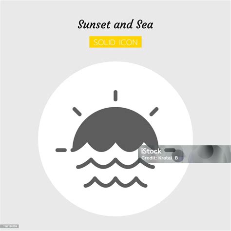 솔리드 아이콘 기호 일출 일몰 과 바다 고립 플랫 실루엣 벡터 디자인 0명에 대한 스톡 벡터 아트 및 기타 이미지 0명 개념 계절 Istock