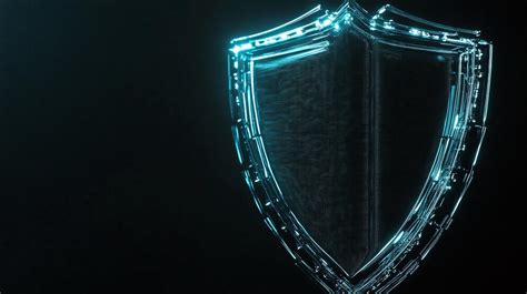 Holographic Shield On Black Background Premium Ai Generated Image