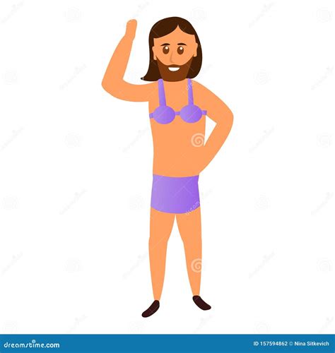 Transgender Man In Bra Icon Cartoon Style Stock Vector Illustration