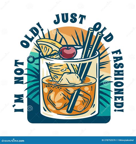Old Fashioned Whisky Cocktail In Watercolor Style Vector Illustration