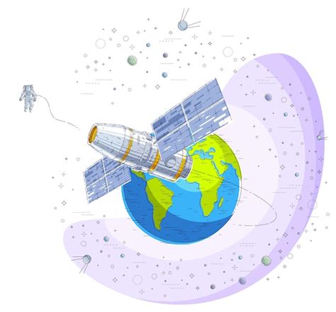 Estación Espacial Que Vuela En Vuelo Orbital Alrededor De La Tierra