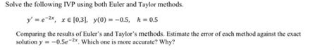 Solved Solve The Following Ivp Using Both Euler And Taylor