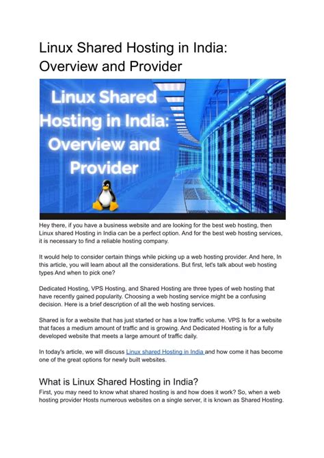 PPT Linux Shared Hosting In India Overview And Provider PowerPoint Presentation ID