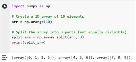 numpy array splitting ~ tutorialtpoint java tutorial c tutorial dbms