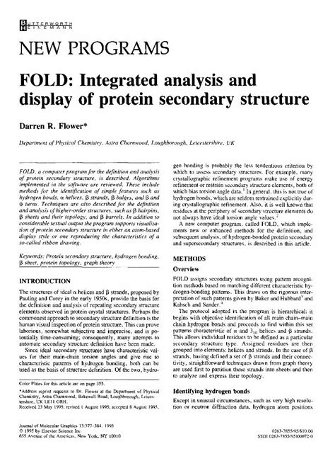 pdf fold integrated analysis and display of protein secondary