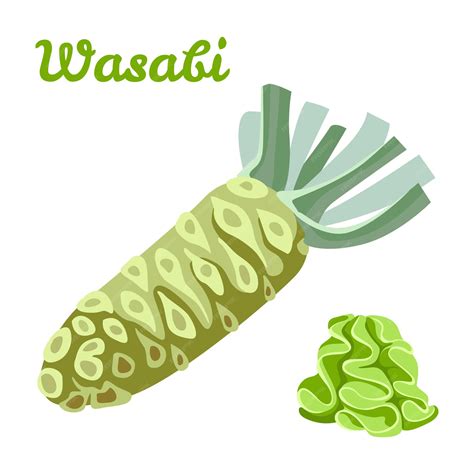 Premium Vector Wasabi Root And Sauce Vector Cartoon Illustration