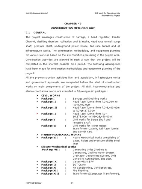 Chapter 9 Construction Methodology Pdf Dam Spillway