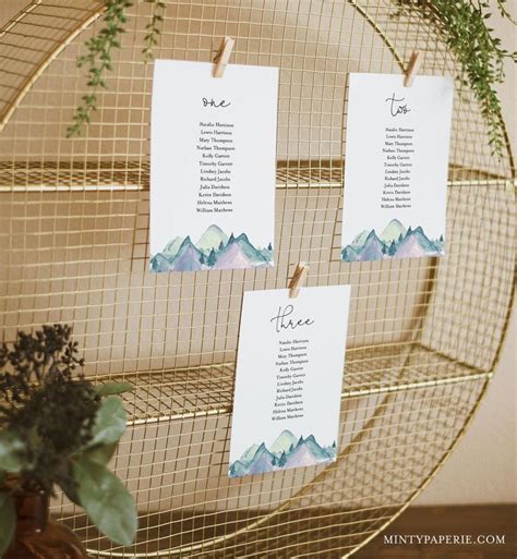 Mountain Seating Cards Rustic Seating Chart Pine Tree Seating Plan