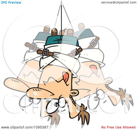 Clipart Cartoon Man Hanging Upside Down In A Straitjacket Royalty