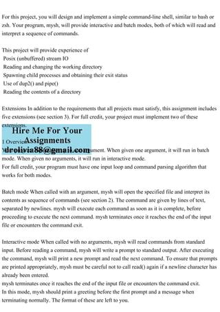 For This Project You Will Design And Implement A Simple Command Lin Pdf