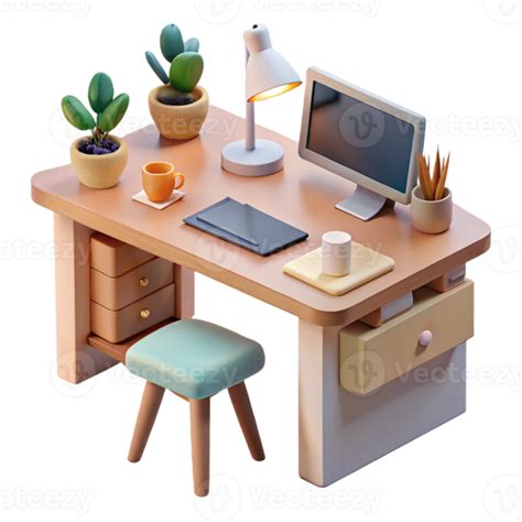 Extraordinary Classic Modern Minimalist Desk Setup Isolated Premium 58046184 Png