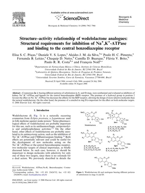 Pdf Structure Activity Relationship Of Wedelolactone Analogues Structural Requirements For