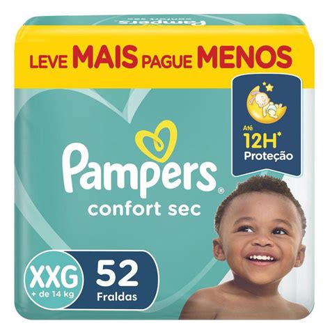 Fralda Infantil Pampers Confort Sec Tamanho Xxg Com 52 Unidades