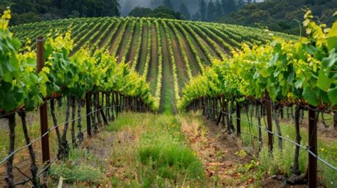 Vineyard Rows In A Green Landscape Premium Ai Generated Image