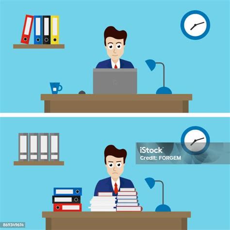 다른 작업플랫 디자인 한 사무실에 두 명의 사무실 직원의 벡터 일러스트 레이 션 2명에 대한 스톡 벡터 아트 및 기타 이미지