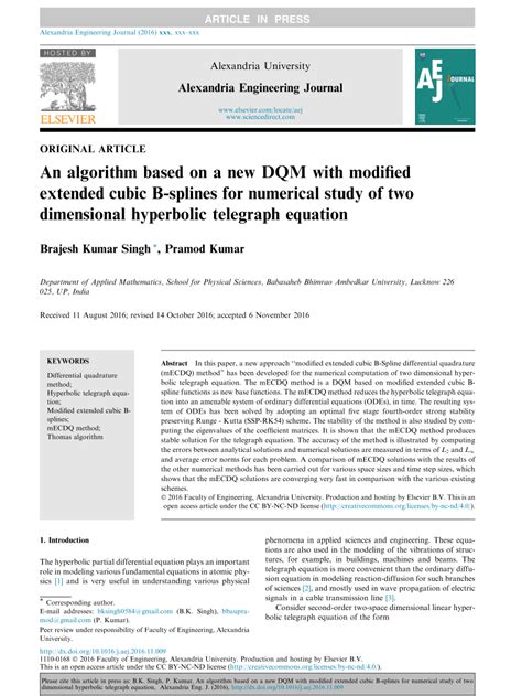 Pdf An Algorithm Based On A New Dqm With Modified Extended Cubic B