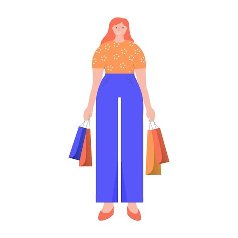 Premium Vector Woman Holding Shopping Bags And Isolated Woman