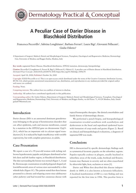 Pdf A Peculiar Case Of Darier Disease In Blaschkoid Distribution