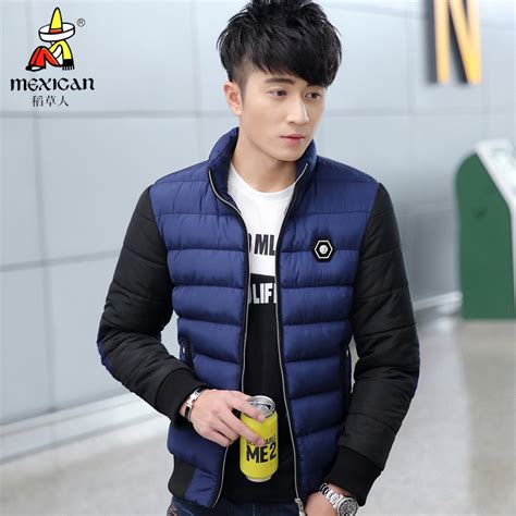稻草人（mexican）短款棉衣男厚款 2015 冬季 男装棉服男 蓝色 Xl大憨小傻