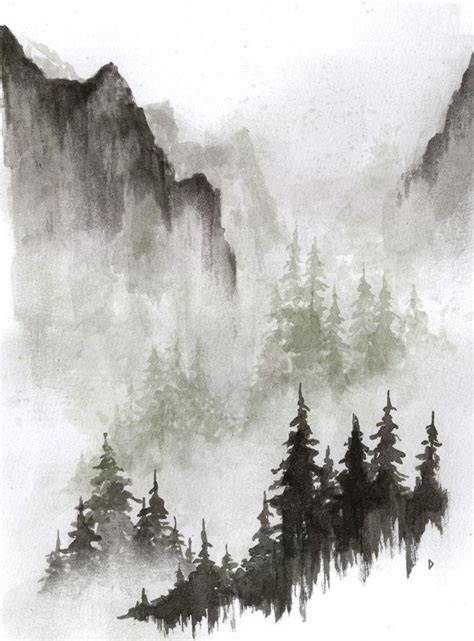 Misty Mountains Drawing Mountain Drawing Simple Mountain Sketch