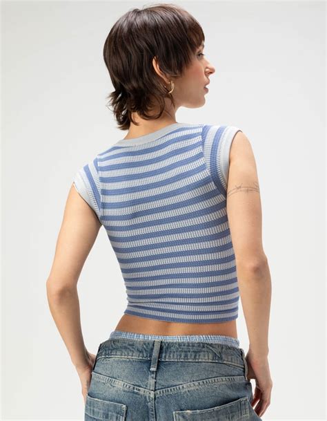 Bdg Urban Outfitters Knockout Womens Lace Up Crop Top Blue Combo Tillys