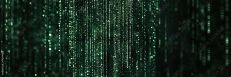 Digital Matrix Green Code Rain Background For Technological Processes Science Presentations