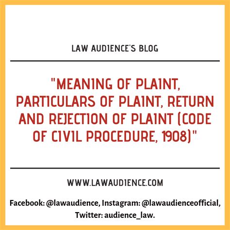 Blog Meaning Of Plaint Particulars Of Plaint Return And Rejection Of Plaint