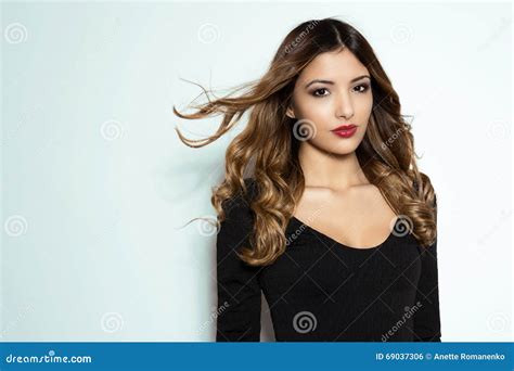 Beautiful Young Woman With Flawless Skin And Perfect Make Up Stock
